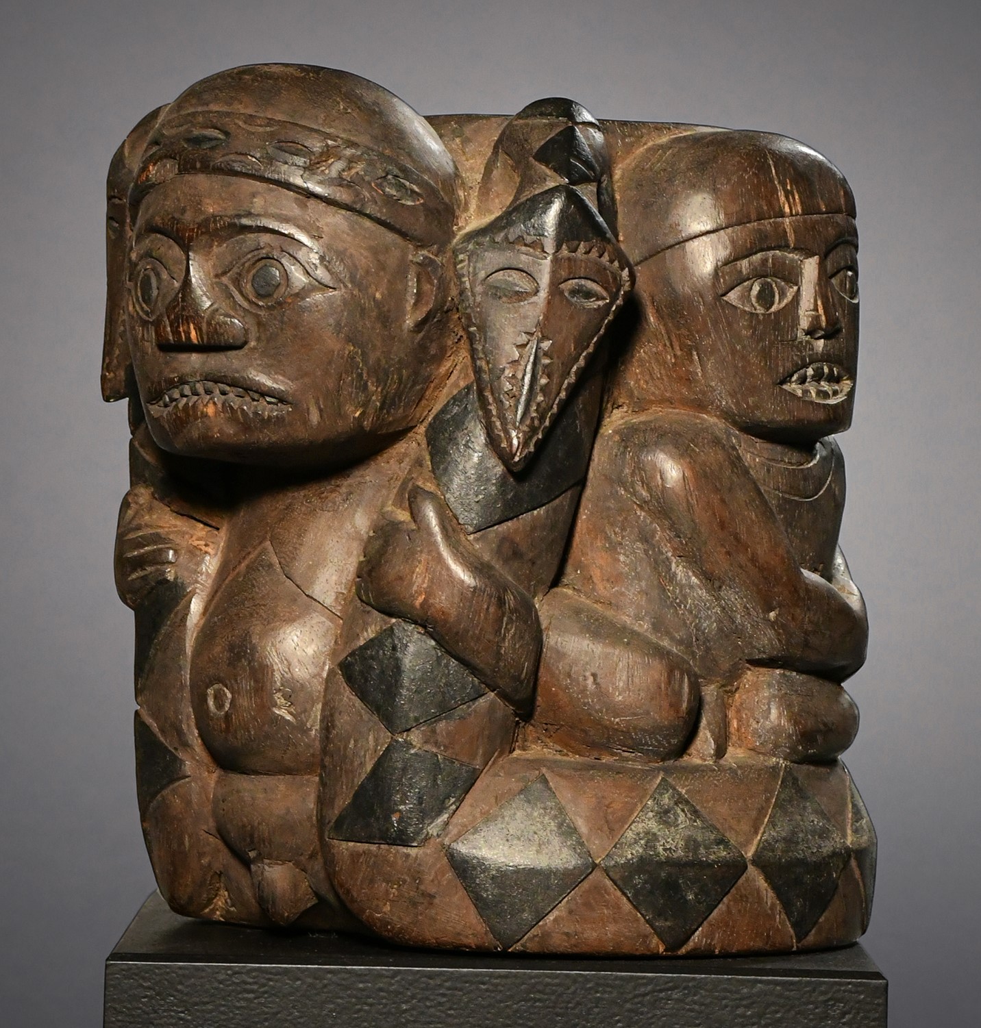 A Superb Old Paiwan Mortar Indigenous People of Formosa Island Tawian